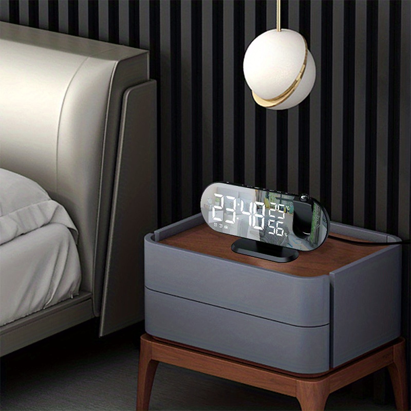 1pc luxury alarm clocks screen led projection clock desktop automatic ...