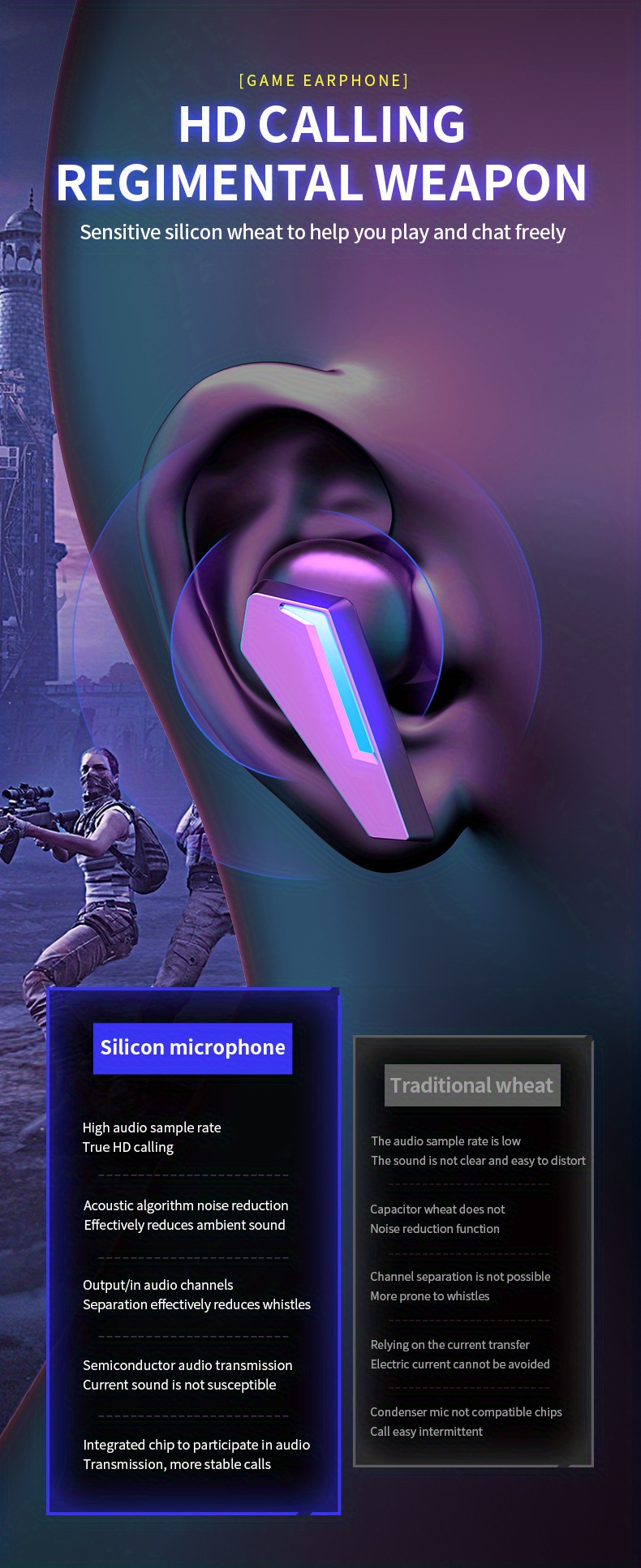 Wireless Headset Touch Control In ear Earphones Smart Phone - Temu ...