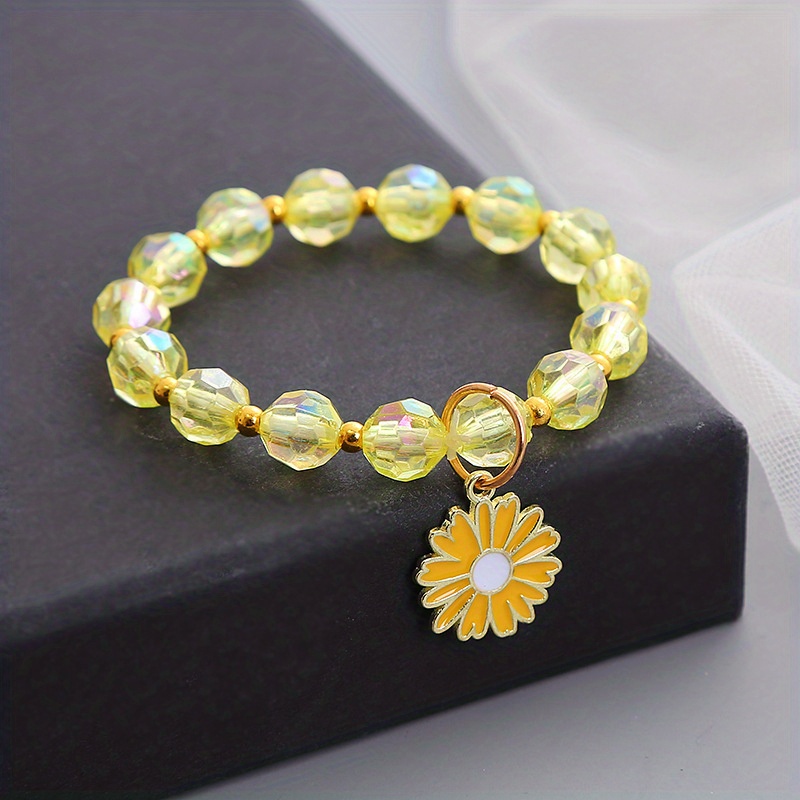 Daisy Pendant Bracelets Colorful Crystal Beaded Bracelet - Temu New Zealand