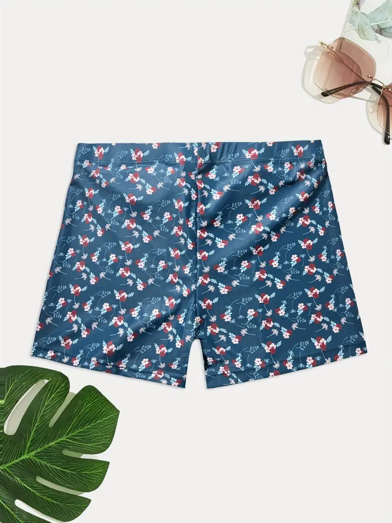 Mens Leaves Print Swimming Trunks Quick Drying Comfort For Summer