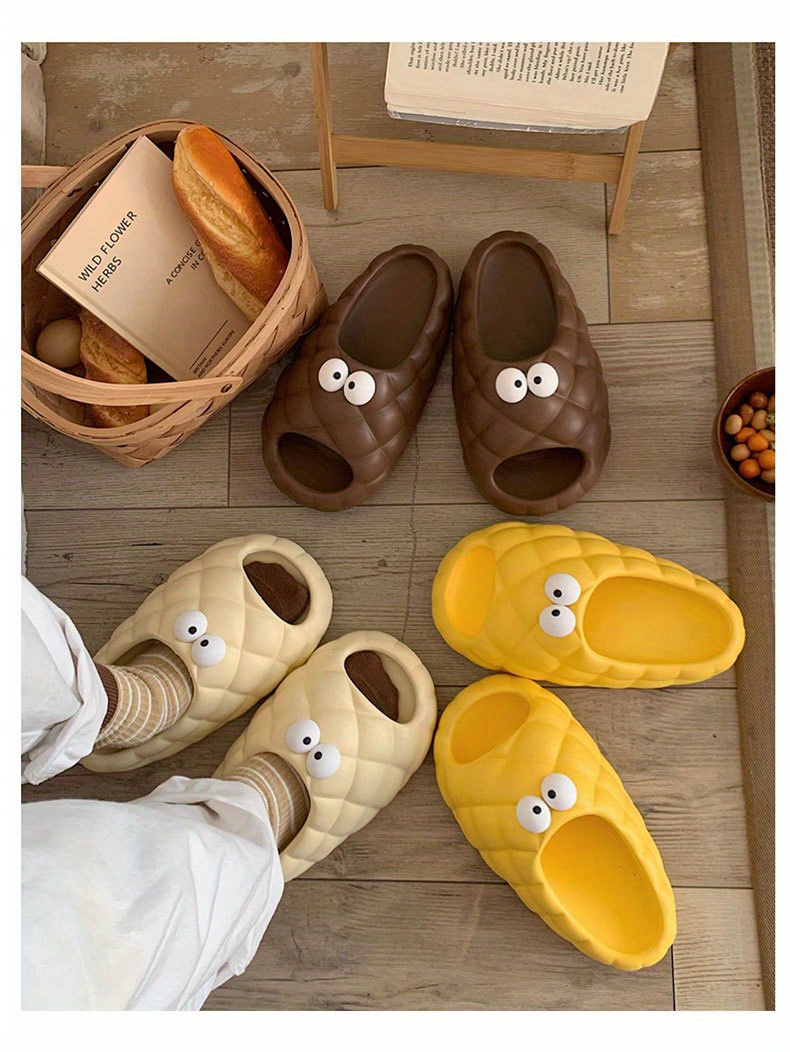 Women's Pineapple Bread Slippers Funny Solid Color Open Toe - Temu ...