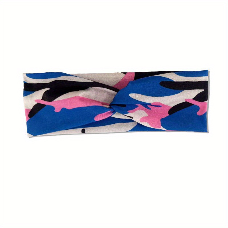 Camo Print Cross Knot Headband Elastic Sweat Absorption Hair Band ...