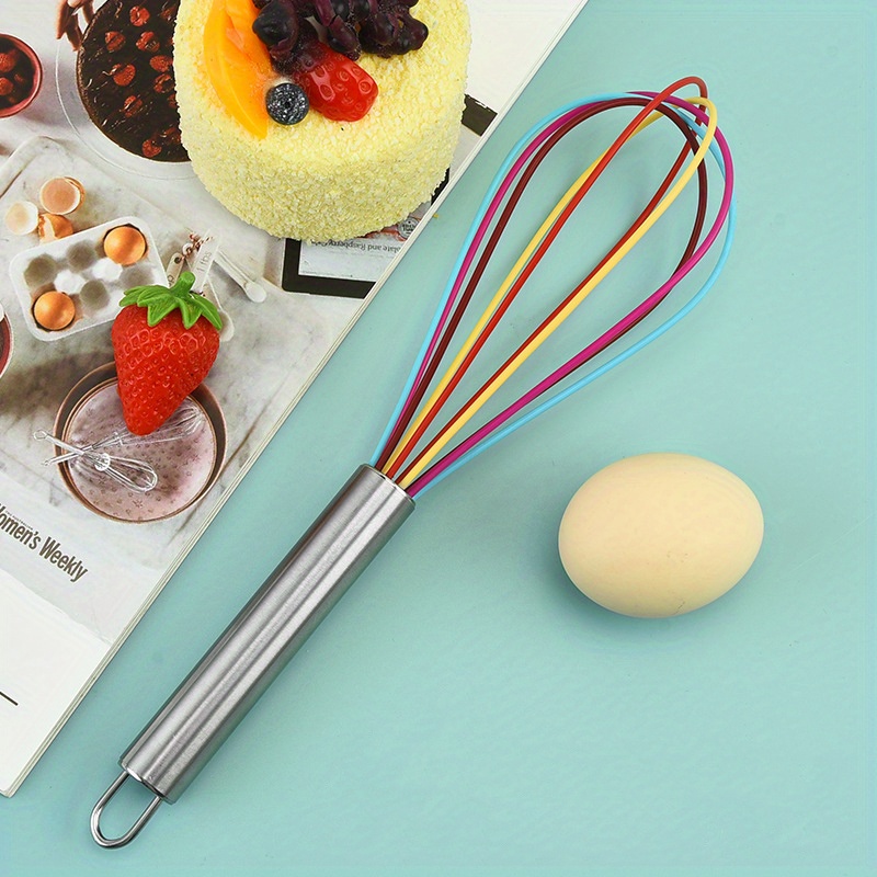 Egg Beater Stainless Steel Handle Color Silicone Egg Whisk - Temu ...