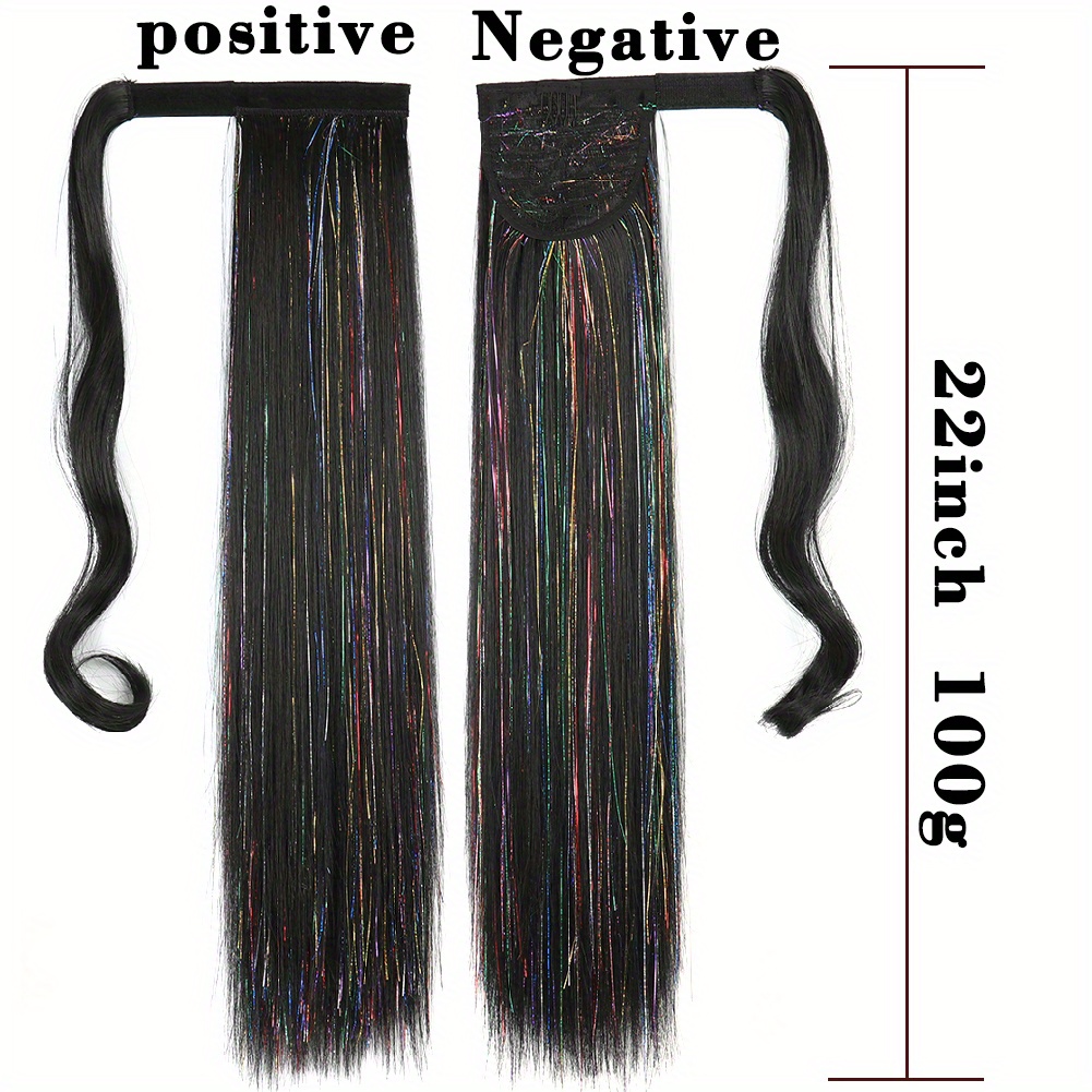 Colorful Tinsel Laser Ponytail Hair Extensions Long Straight - Temu ...