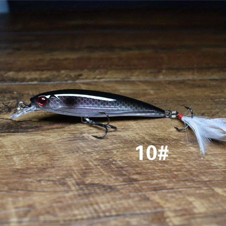 3d Bionic Minnow Fishing Lure Laser Eyes Feather Treble Hook - Temu