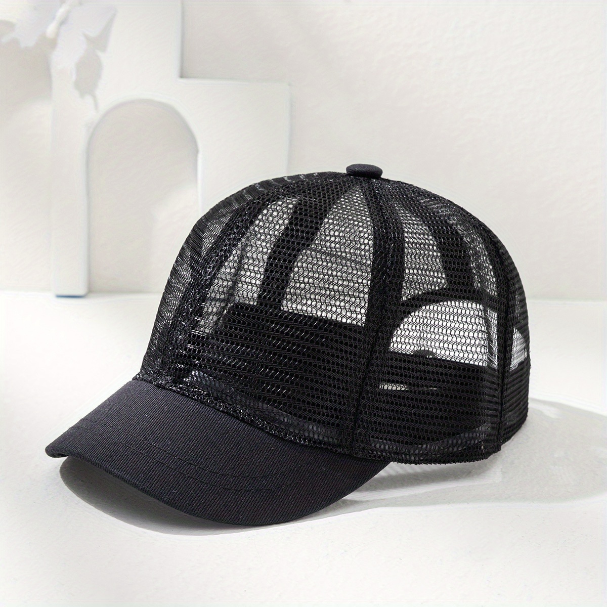 New Black Trendy Short Brim Baseball Cap Outdoor Sports Breathable Mesh ...