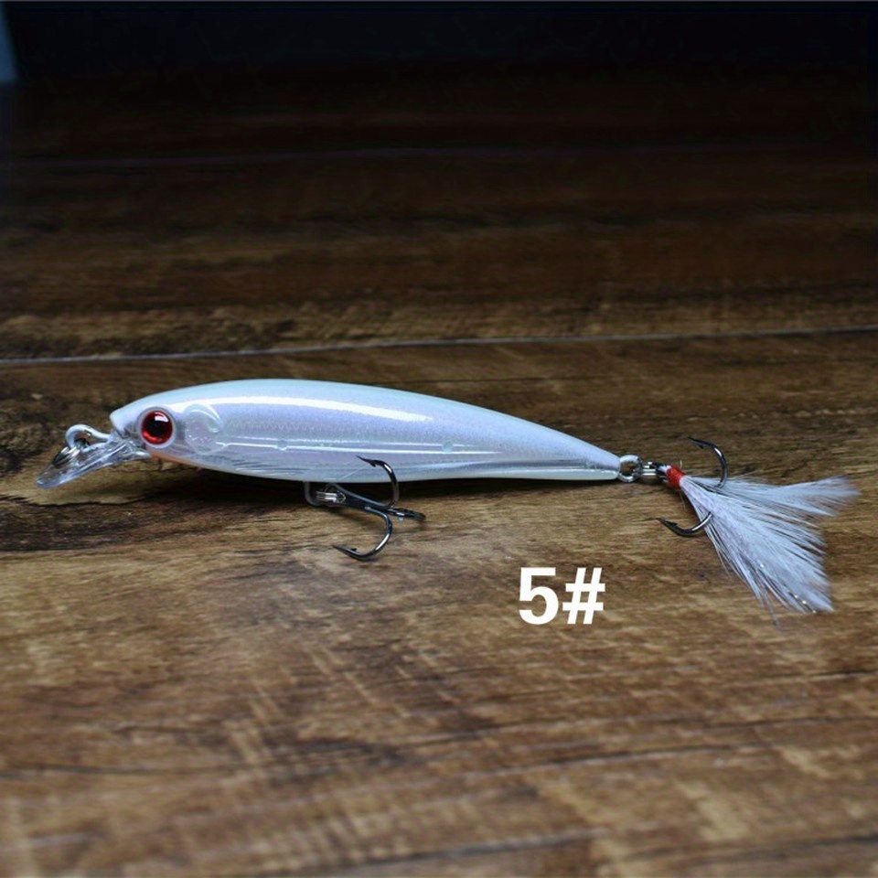 3d Bionic Minnow Fishing Lure Laser Eyes Feather Treble Hook - Temu