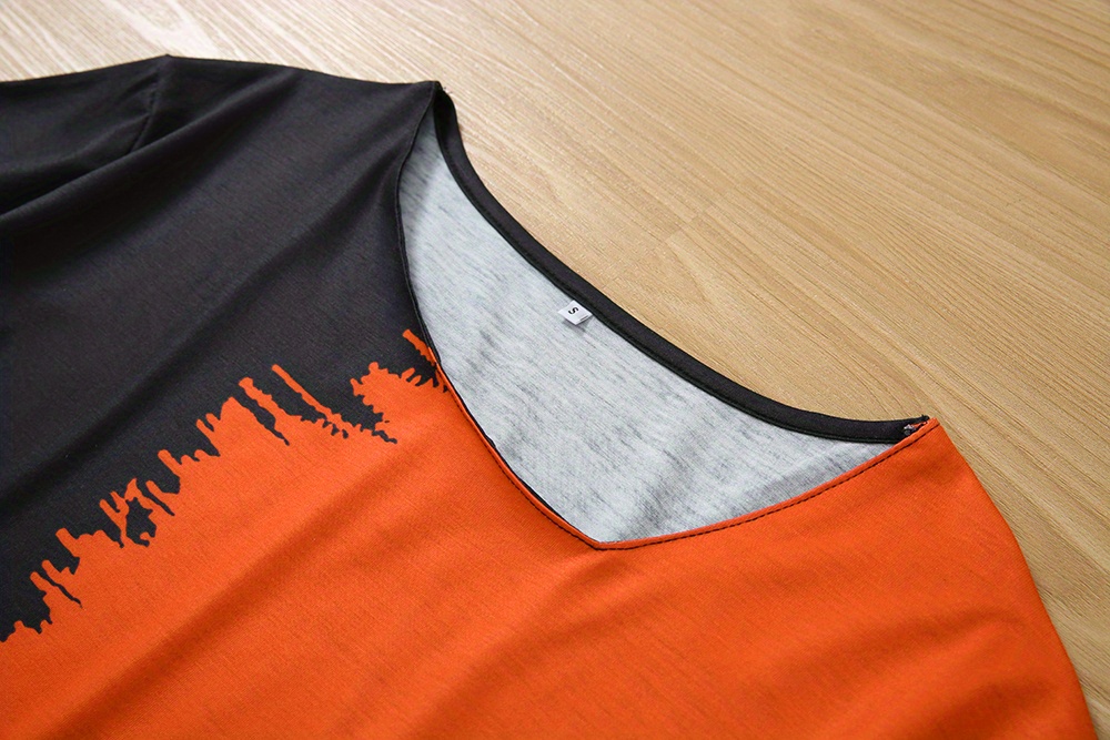 Color Block Asymmetrical Neck T shirt Casual Short Sleeve T - Temu ...