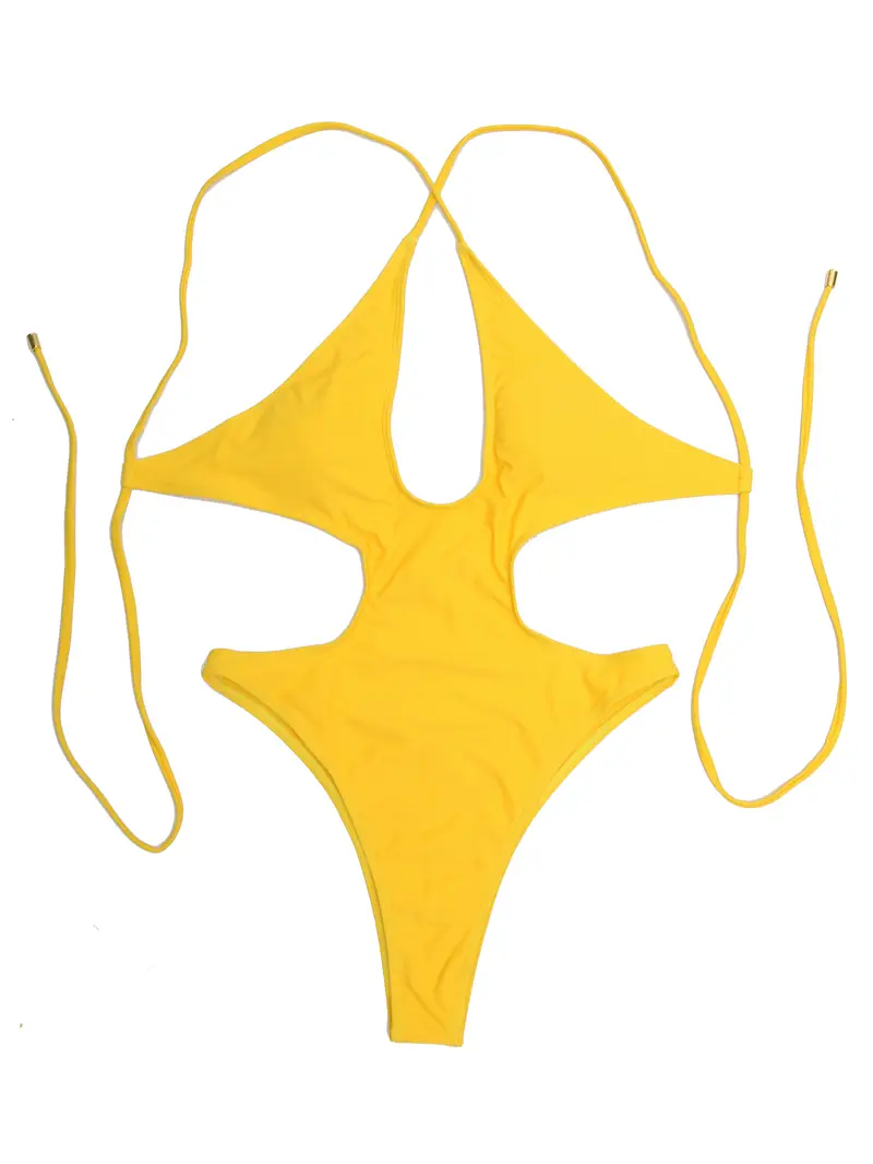 Plus Size Sexy Swimsuit Womens Plus Cut Out Cross Halter Temu Australia