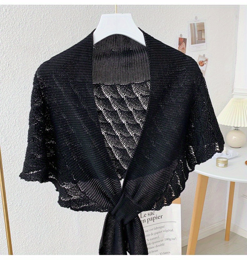 Solid Color Ruffle Shawl Elegant Knitted Warm Cape Women - Temu Philippines