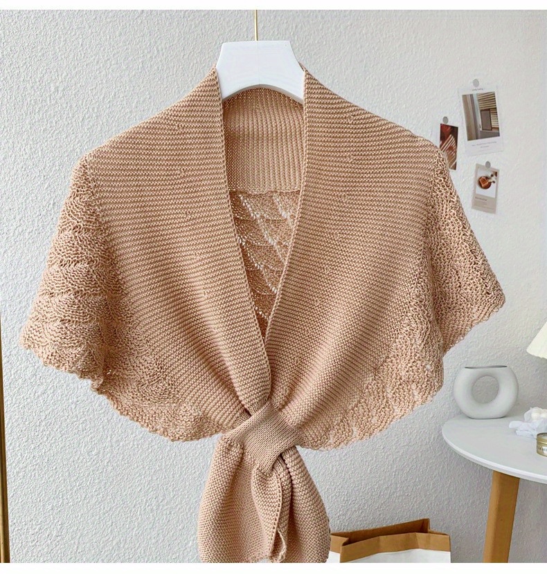 Solid Color Ruffle Shawl Elegant Knitted Warm Cape Women - Temu Philippines