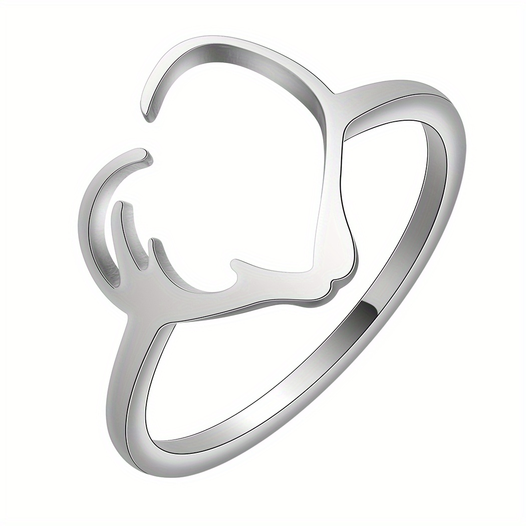1pc Forest Mule Deer Antler Animal Ring For Men Simple Golden Or ...