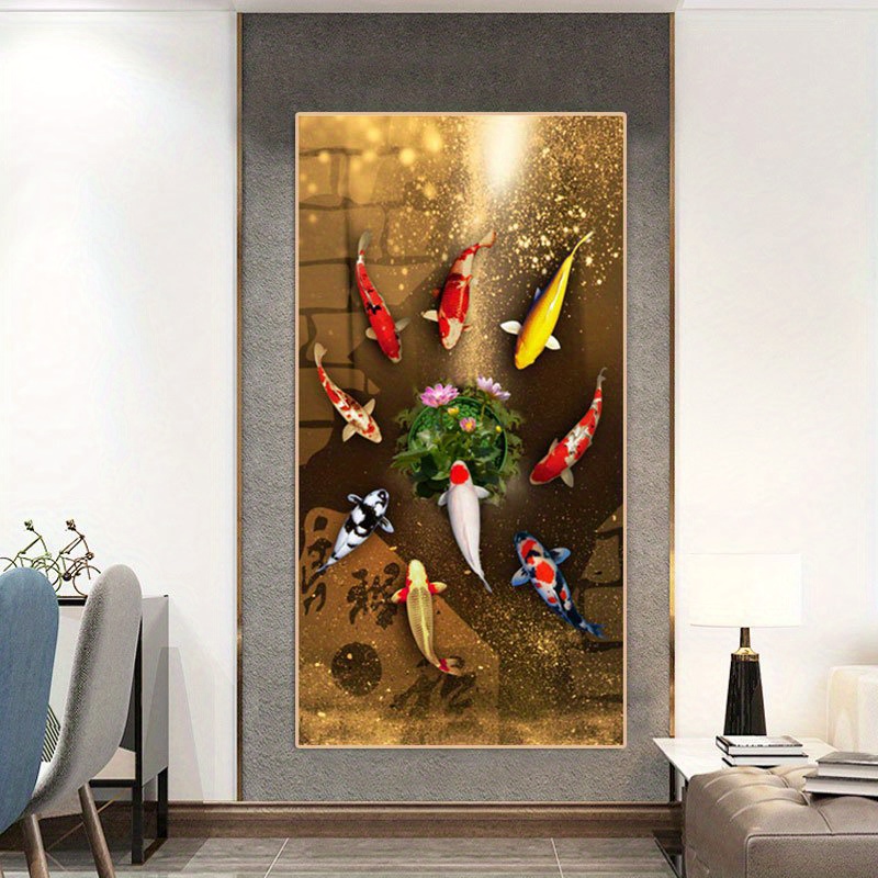 chinese style red koi carp wall poster wall canvas - Temu Australia