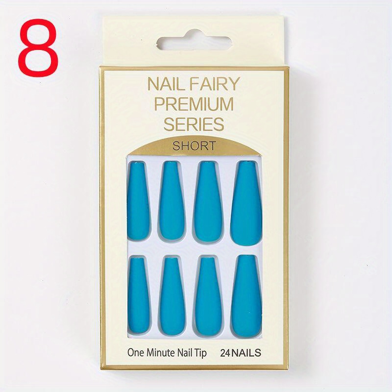 Short Solid Color Ballerina Press Nails Full Cover Coffin - Temu New ...