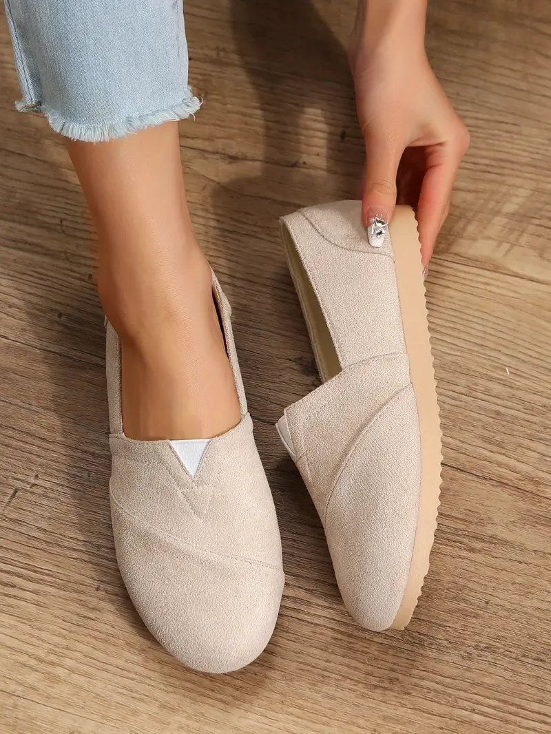 Womens Casual Flat Shoes Round Toe Slip Shoes Comfy Walking Temu