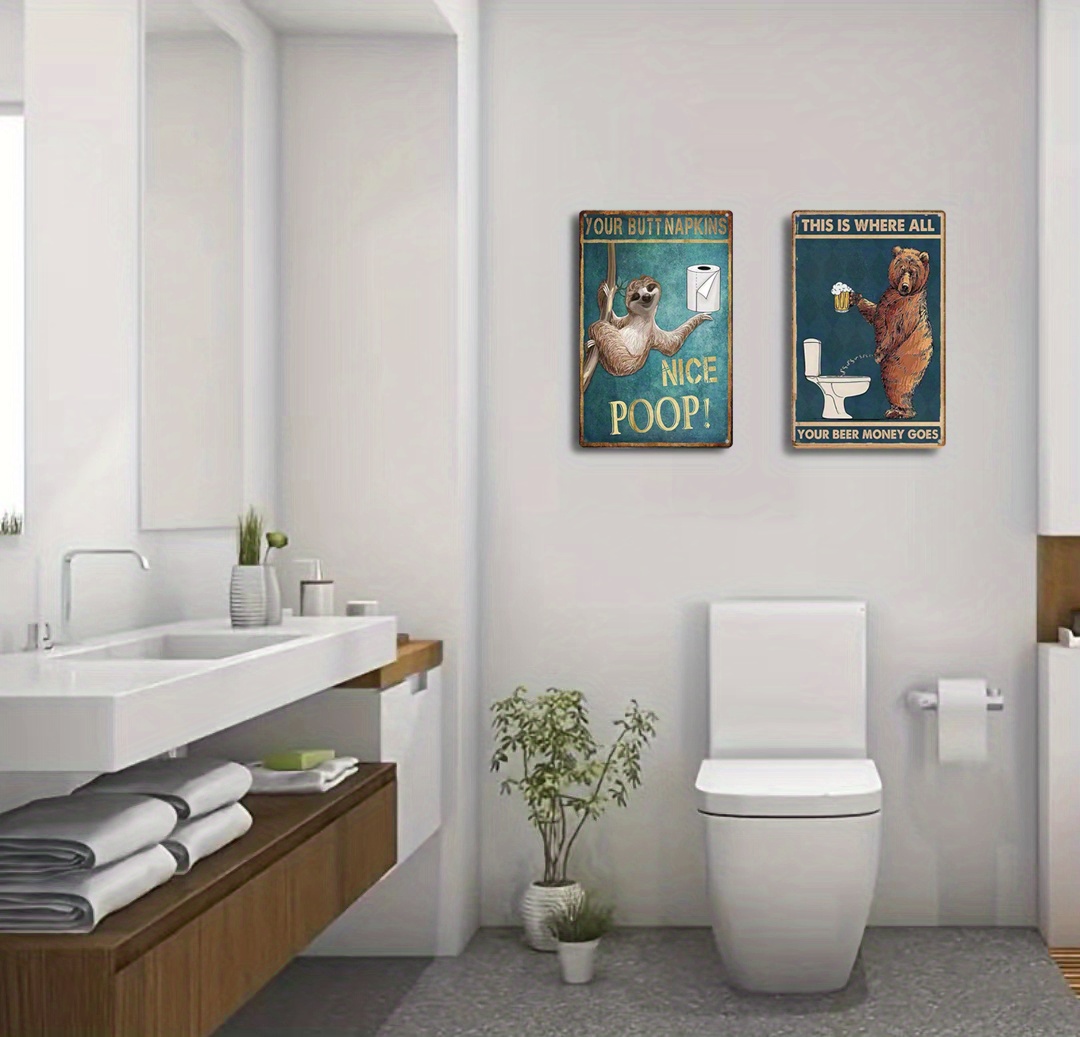 Funny Animal Bathroom Wall Art, Vintage Metal Tin Sign, Your Napkins ...