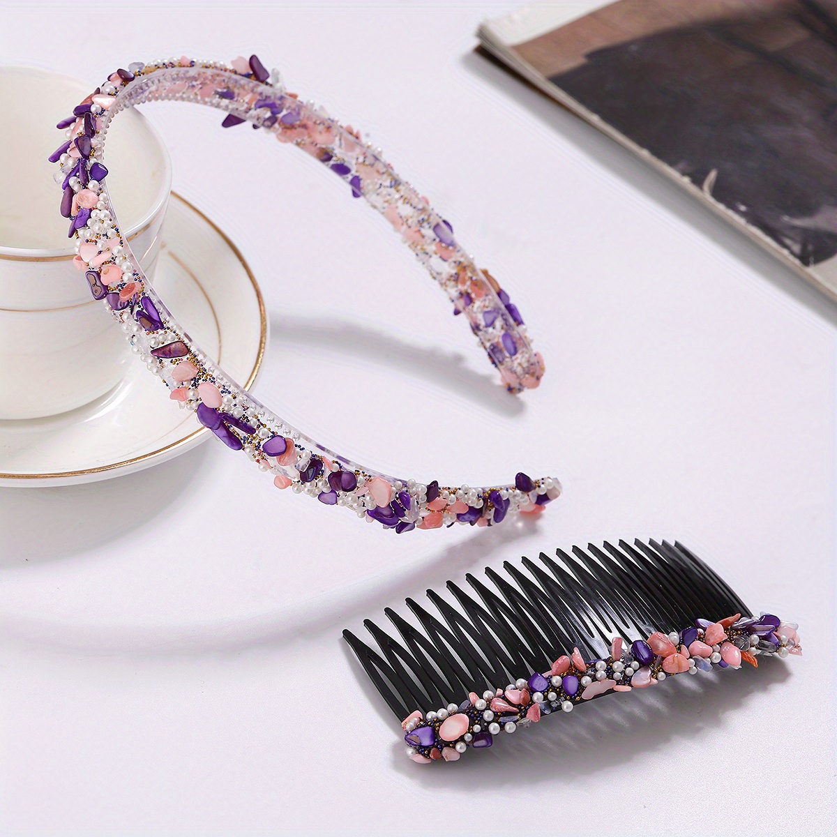 multi color comb headband set hair accessories - Temu Norway