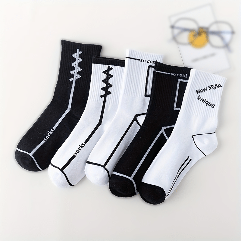 Letter Print Socks Comfy Breathable Tube Socks - Temu Canada