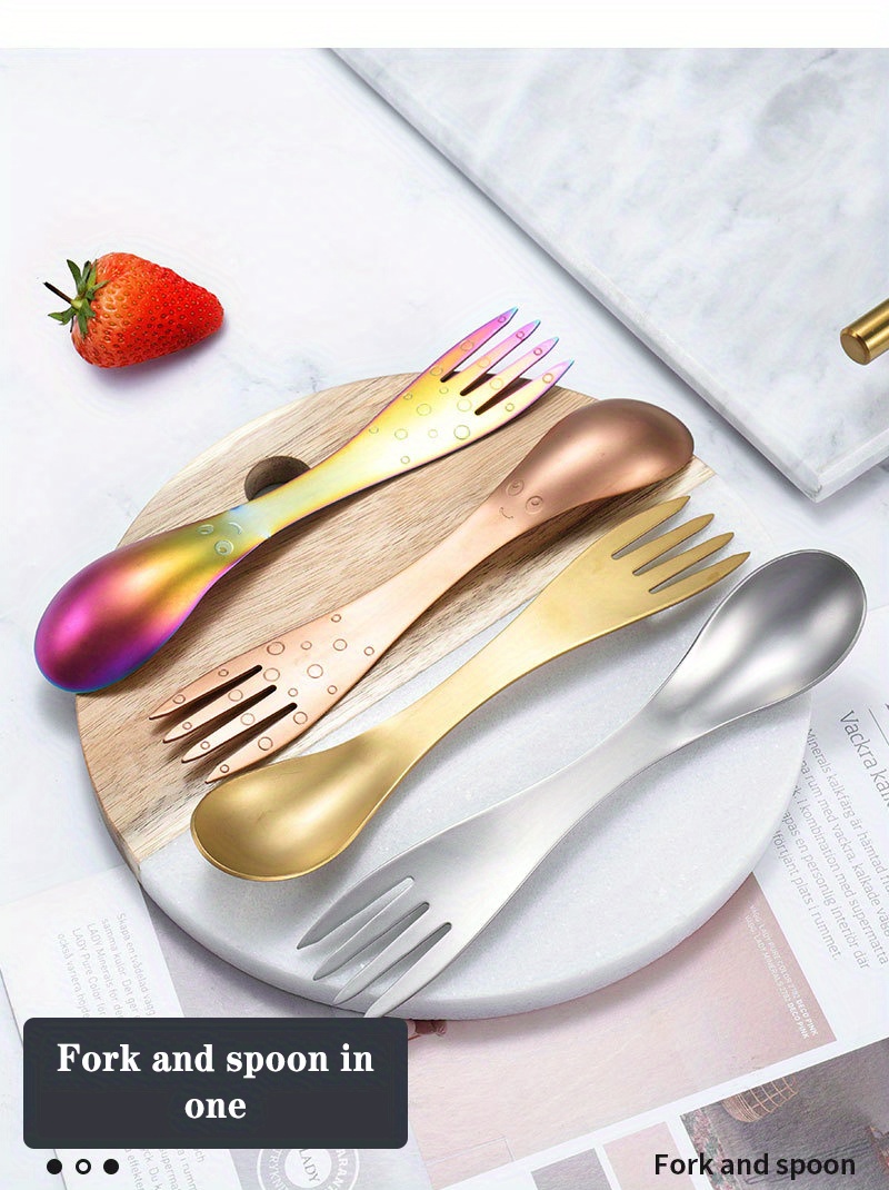 2pcs New 304 Double Headed Stainless Steel Material Tableware Outdoor ...