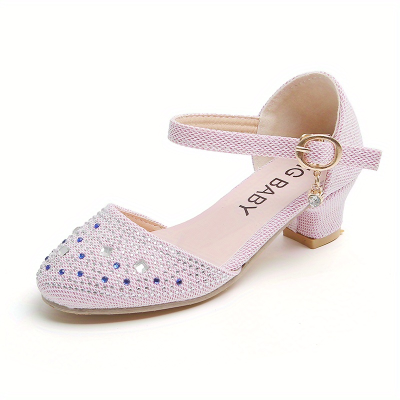 Children Girls Sandals Rhinestones High Heel Shoes Dress Sandals For ...
