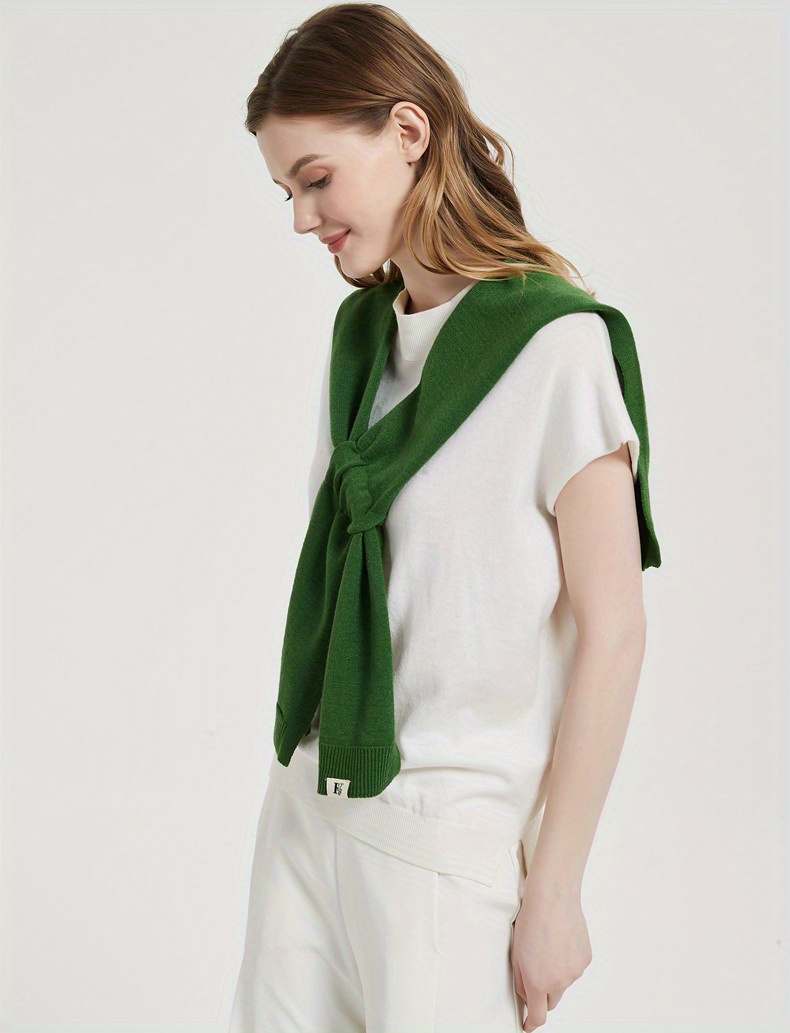 Elegant Casual Knitted Shawl Solid Color Wrap - Temu United Arab Emirates