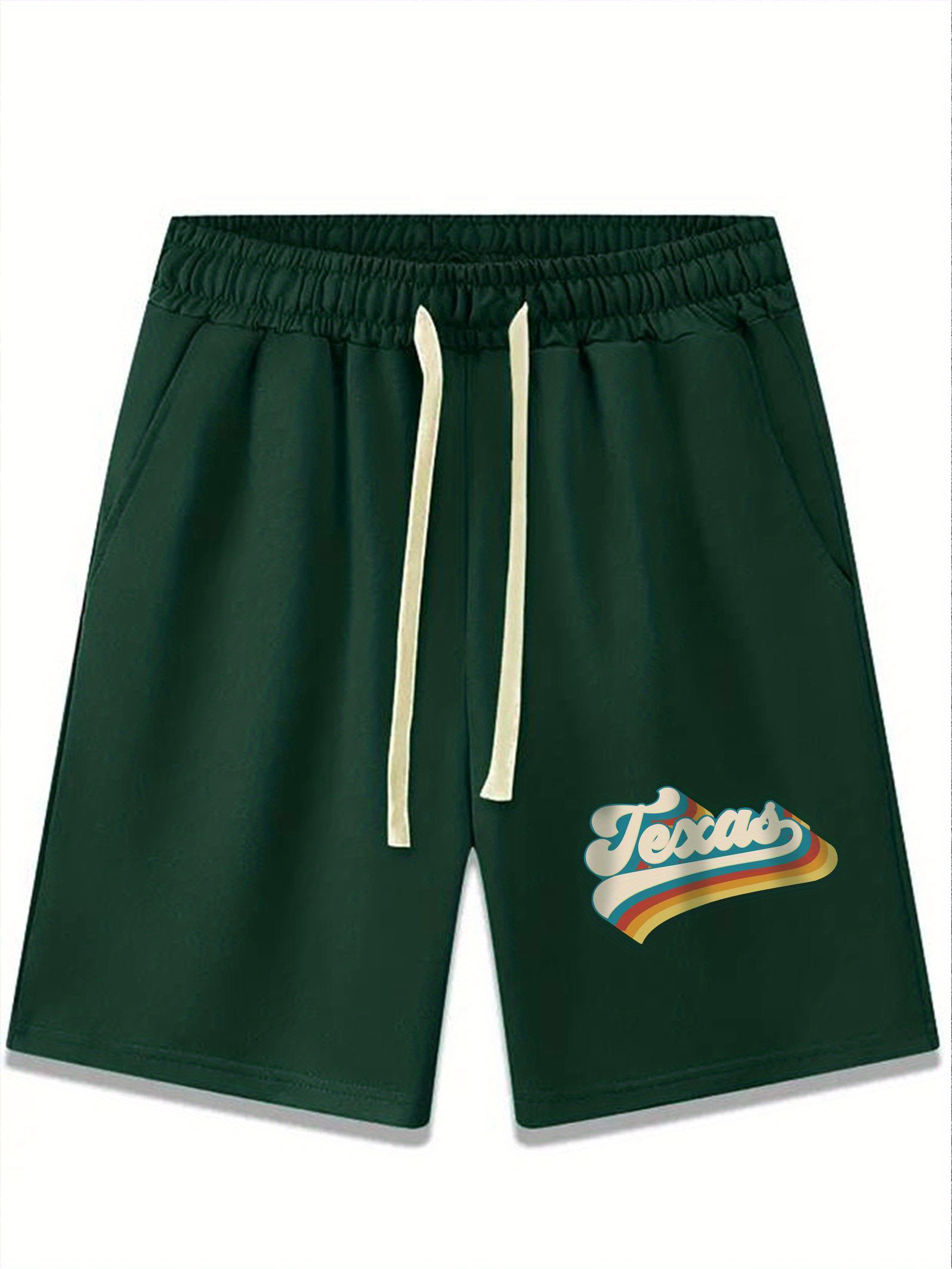 men's casual letters graphic elastic drawstring plain short pants ...