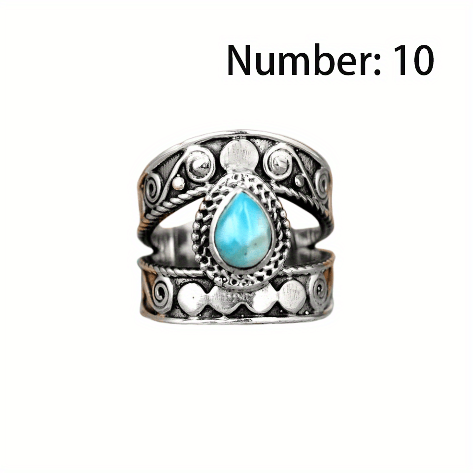 1pc Anello In Turchese A Forma Goccia Intagliato Boemo - Temu Italy