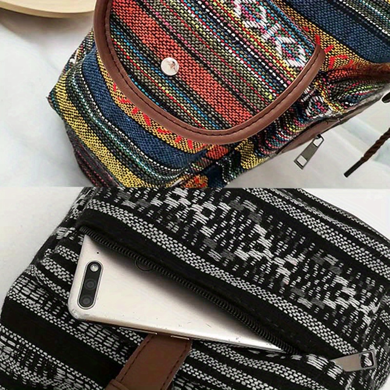 Vintage Canvas Flap Backpack Boho Style Drawstring - Temu Australia