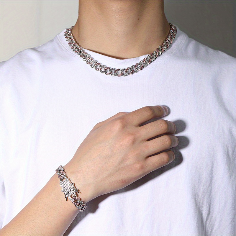 iced miami cuban chain colorful necklace bracelet - Temu Australia