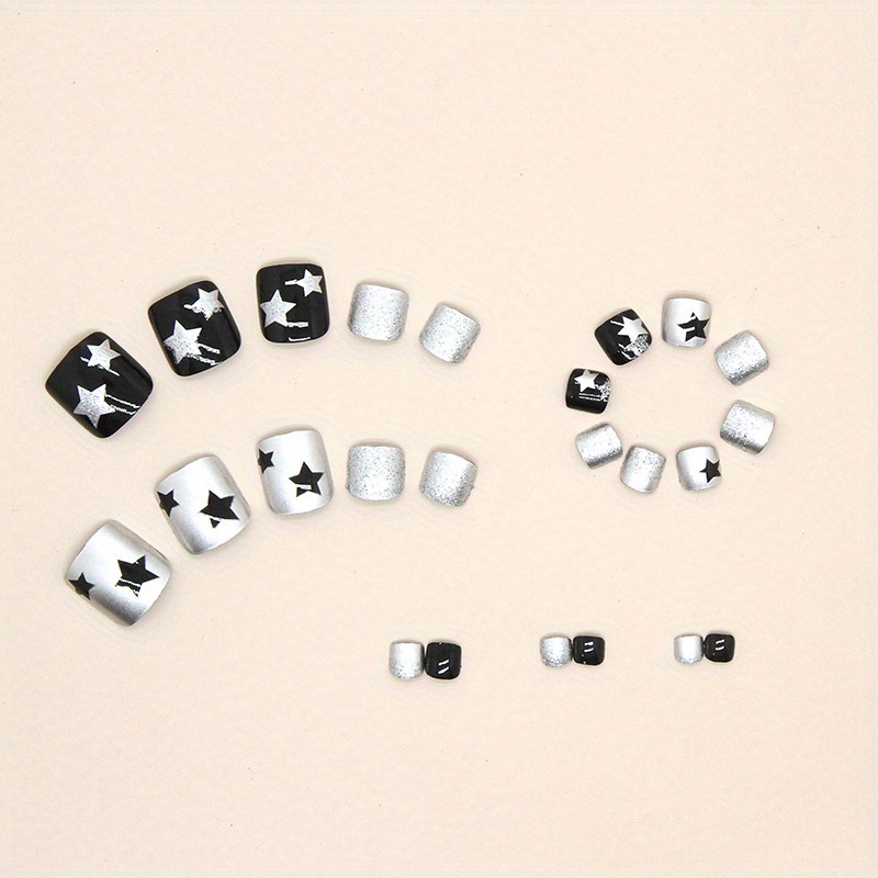 Y2k Press Toenails Star Designs Short Toe Nails - Temu United