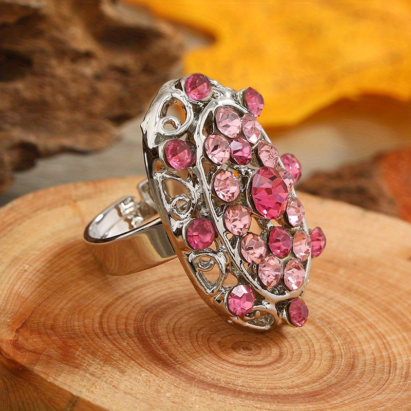 Colorful Boho Style Finger Ring Inlaid Shiny Rhinestones - Temu Canada