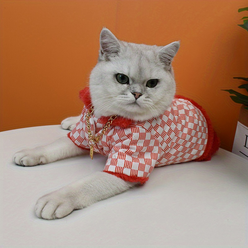 Pet Coat Plaid Dog Coat Warm Dog Sweater Cat Coat Pet Clothes For Small ...