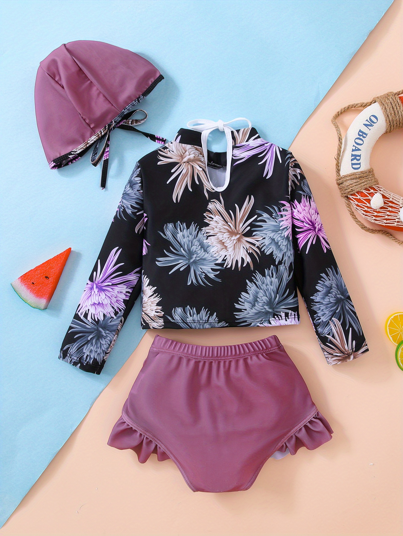 Toddler Girls Bikini Tankini Swimsuit Letter Graphic Long - Temu