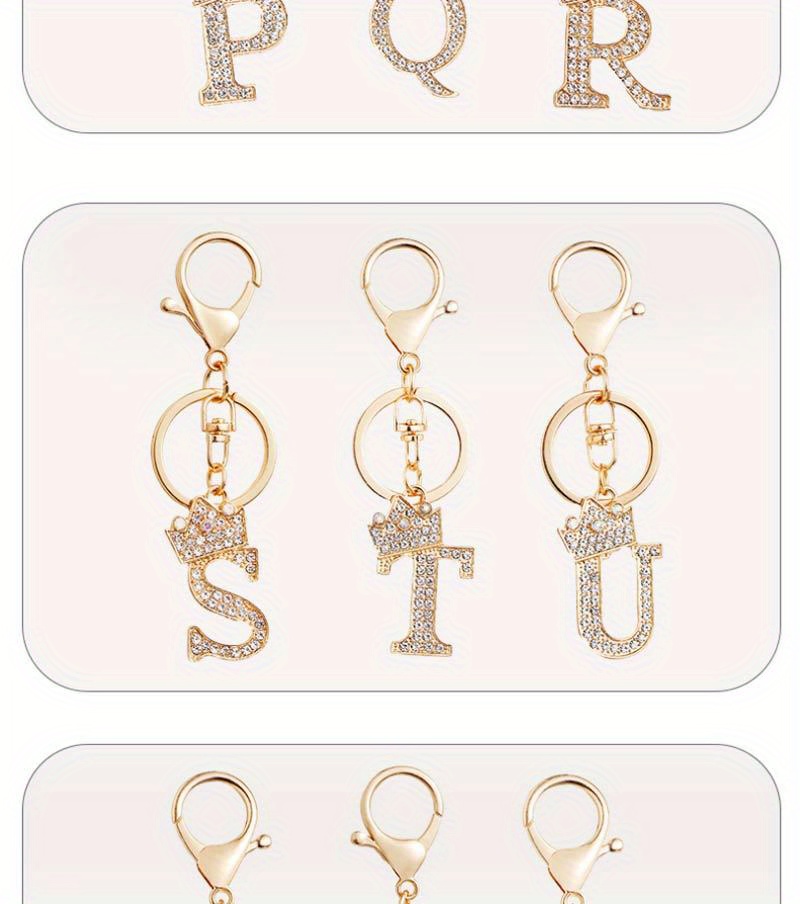 Metal Inlaid English Letter Keychain Exquisite - Temu Norway