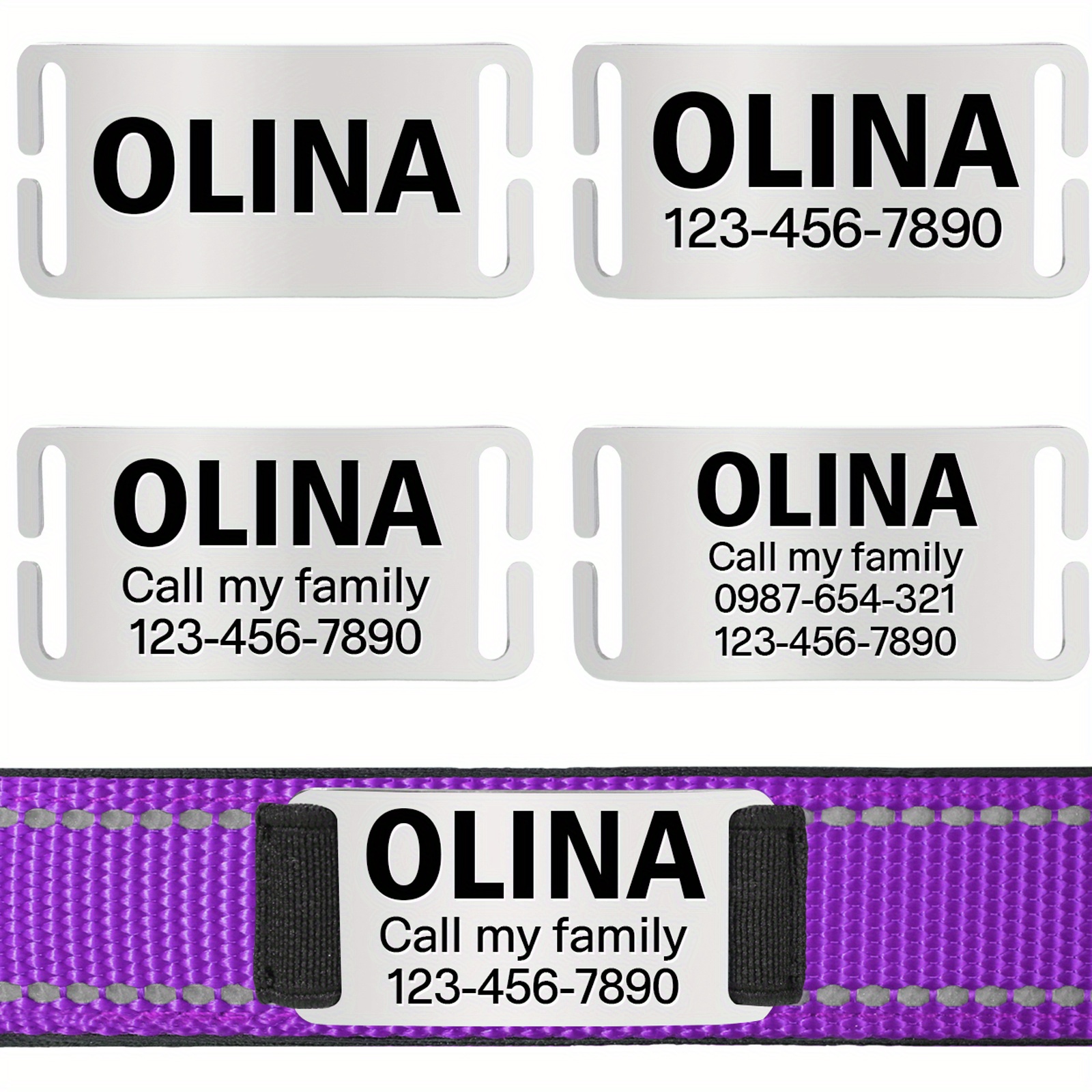 Purple Personalized Dog Collar Custom Reflective Pet Collar - Temu ...