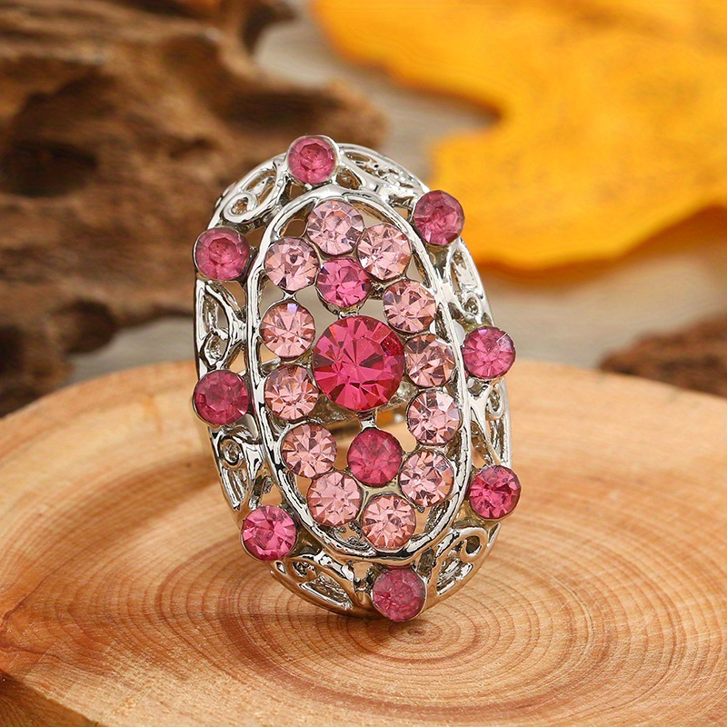 Colorful Boho Style Finger Ring Inlaid Shiny Rhinestones - Temu Canada
