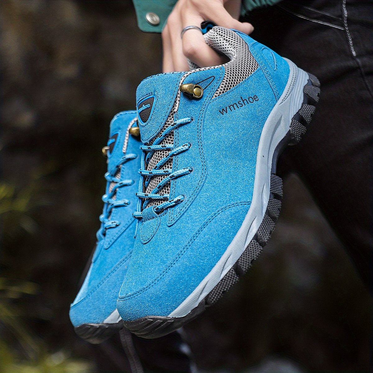 Mens Faux Leather Lace Up Hiking Shoes Wear Resistant Non Slip ...