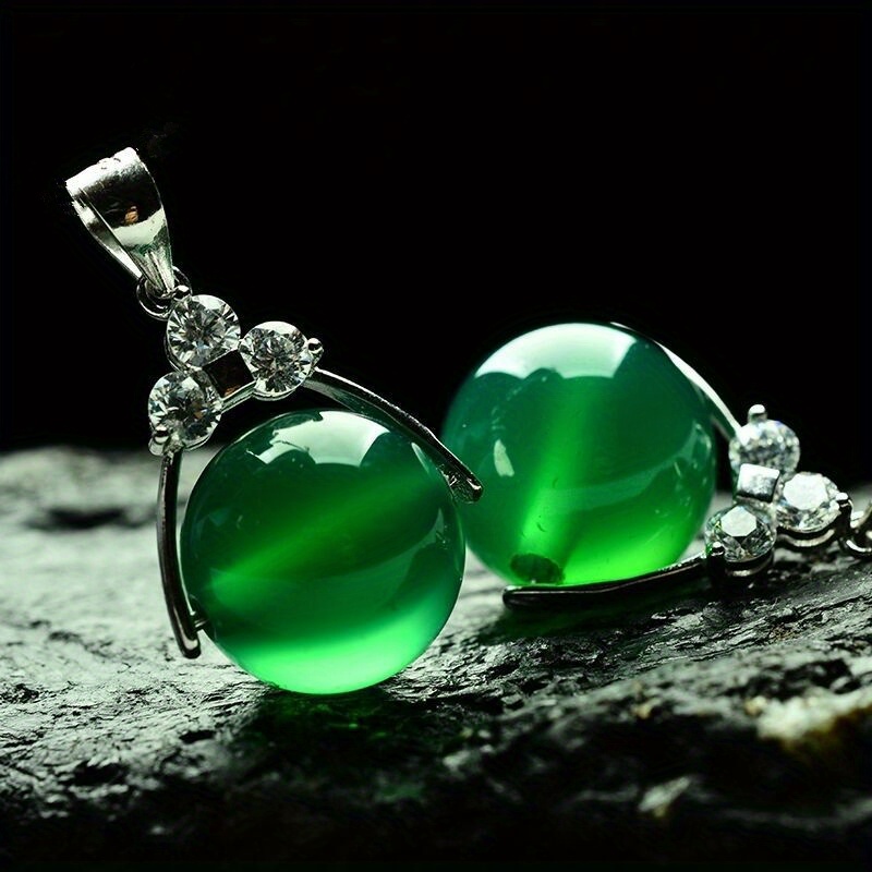 classy vintage ice green chalcedony inlaid pendant - Temu Australia