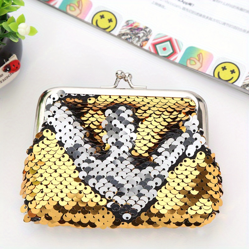 Hall Sequins Decor Coin Purse Glitter Kiss lock Clutch - Temu United ...