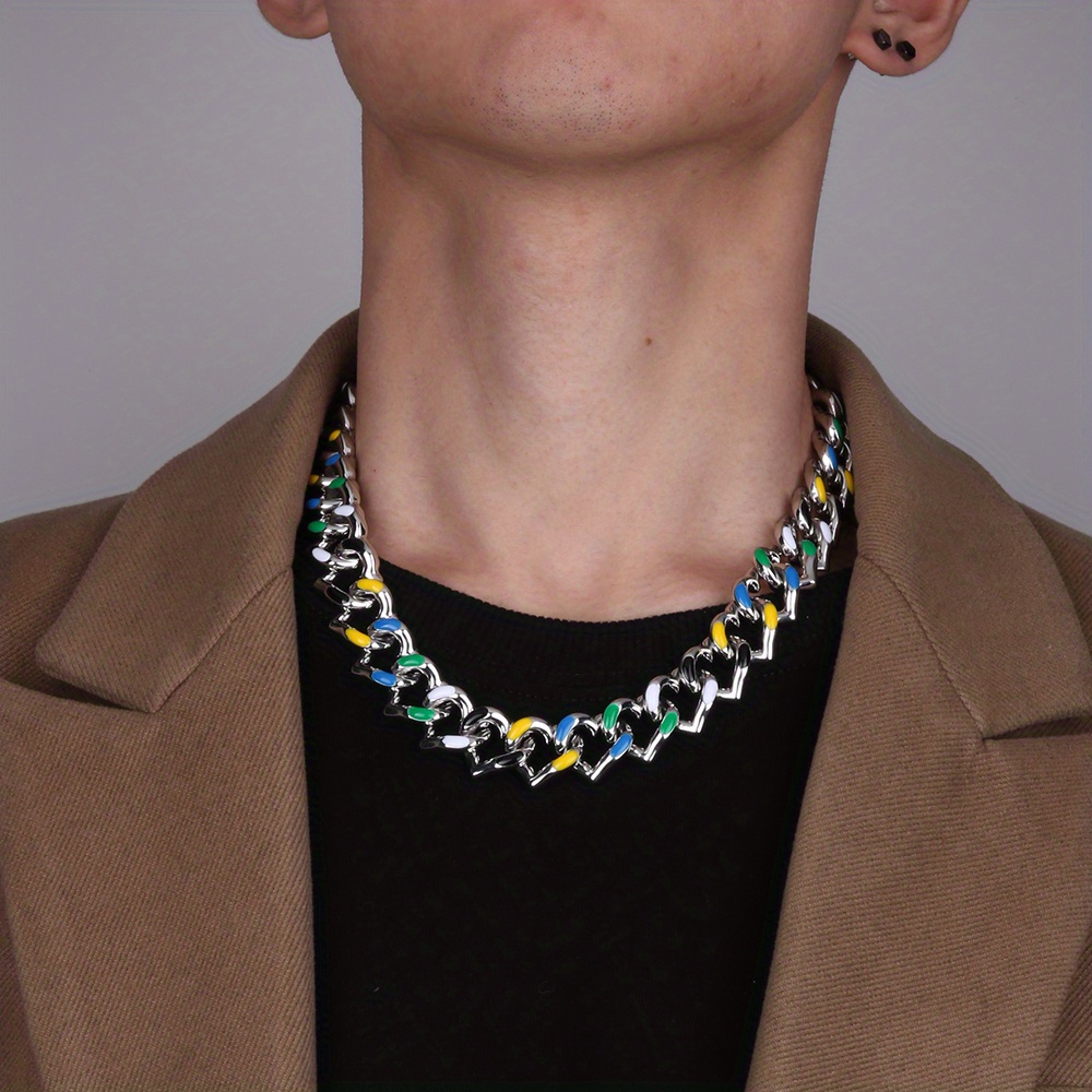 creative necklace colorful enamel cuban chain - Temu Australia