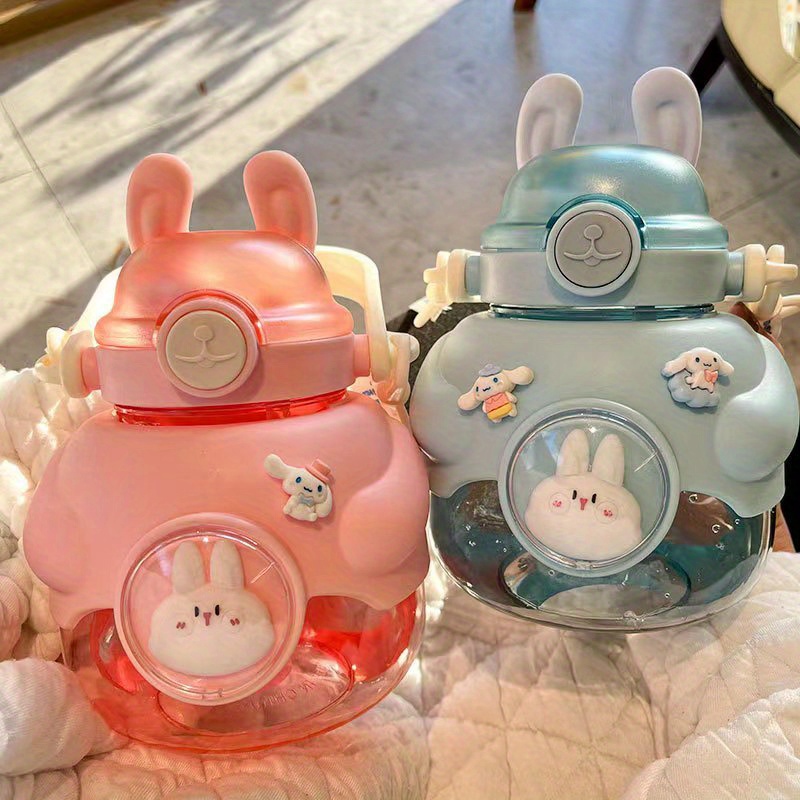1pc Cartoon Rabbit Water Bottle With Straw 1150ml 38 9oz Cute Water ...