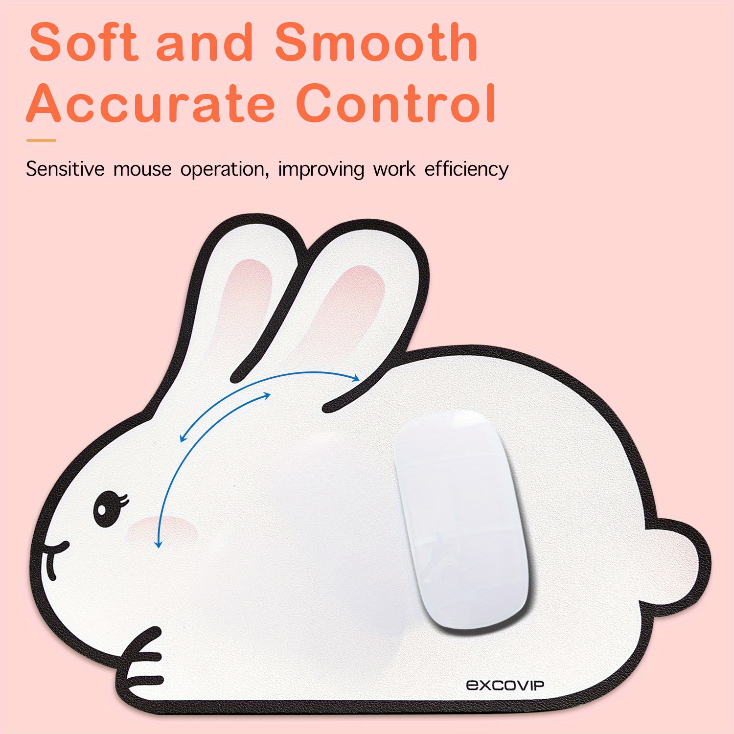 White Rabbit Mouse Pad Pu Waterproof Material Pad Small Cute - Temu