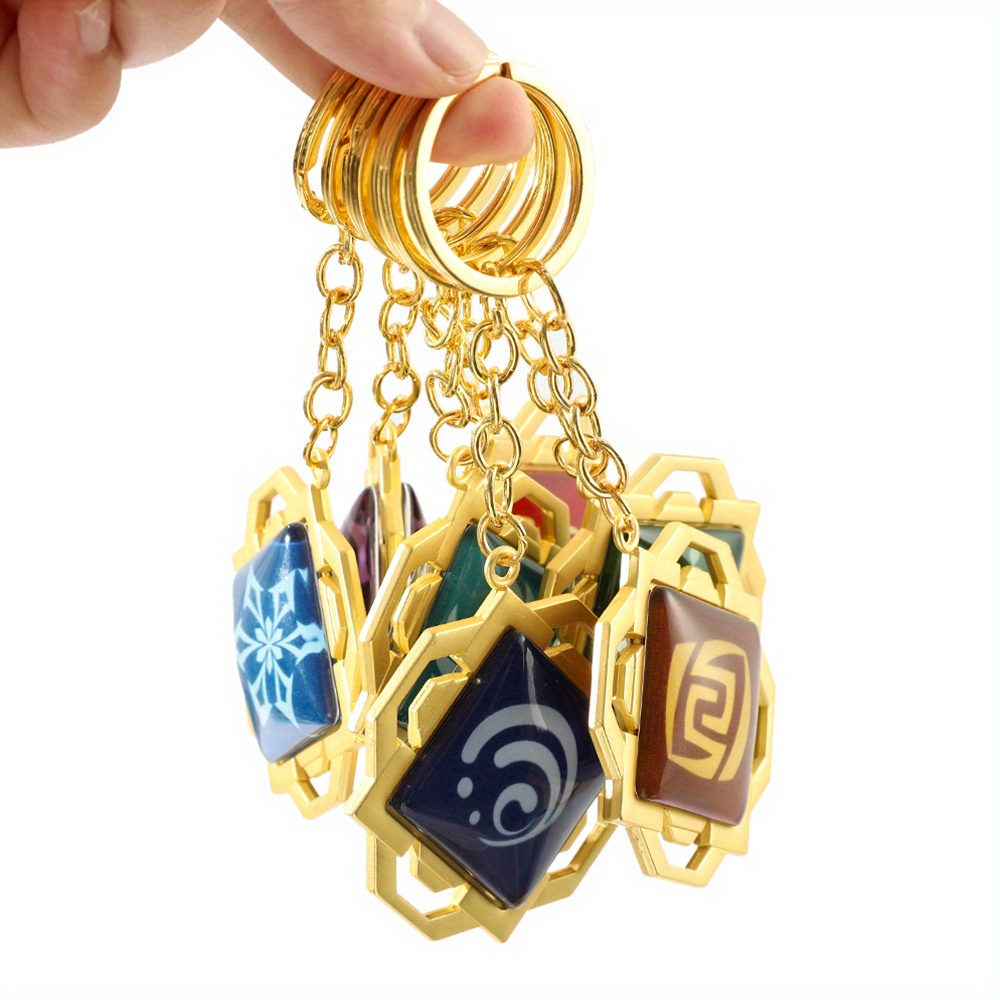 1pc Game Impact Keychain 7 Element Weapons God Toy Keyring Cosplay Prop ...