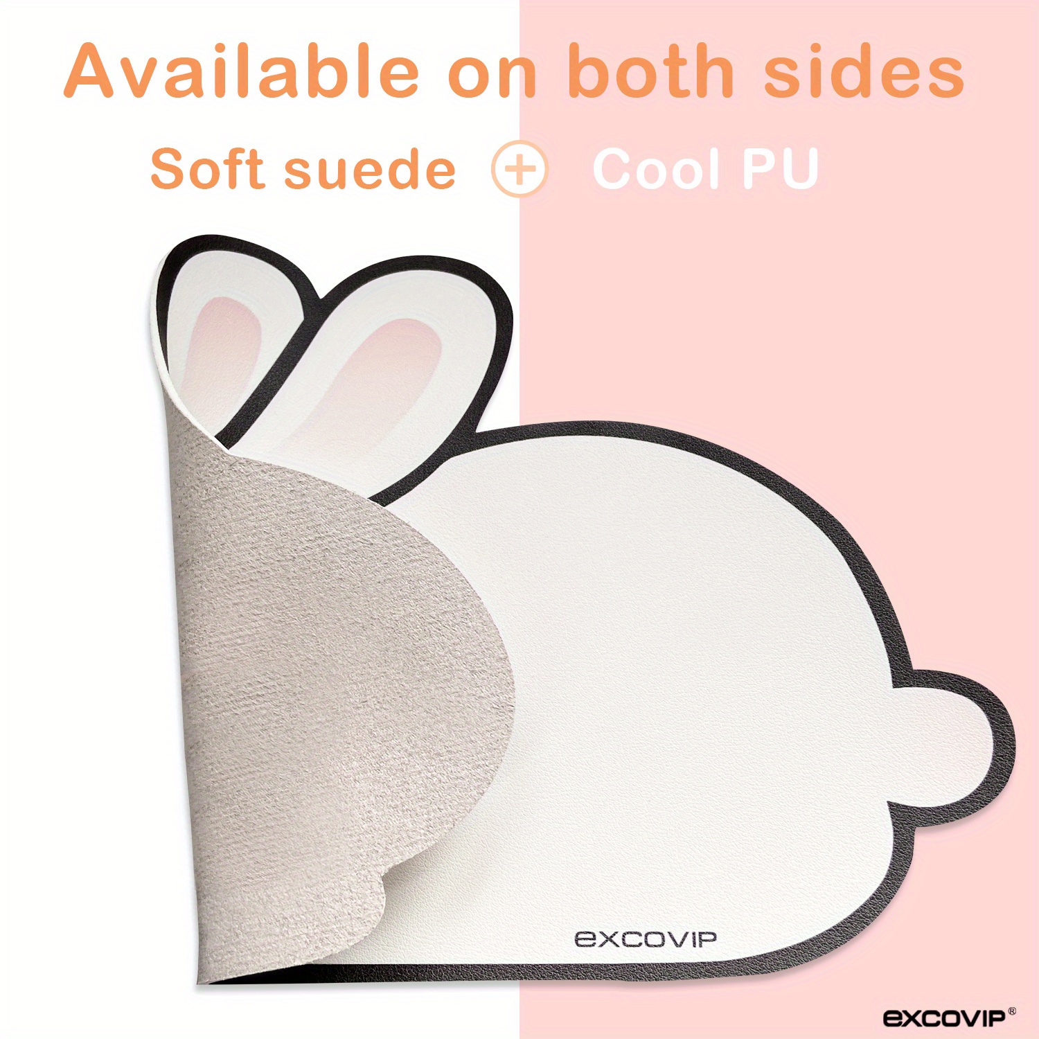 White Rabbit Mouse Pad Pu Waterproof Material Pad Small Cute - Temu
