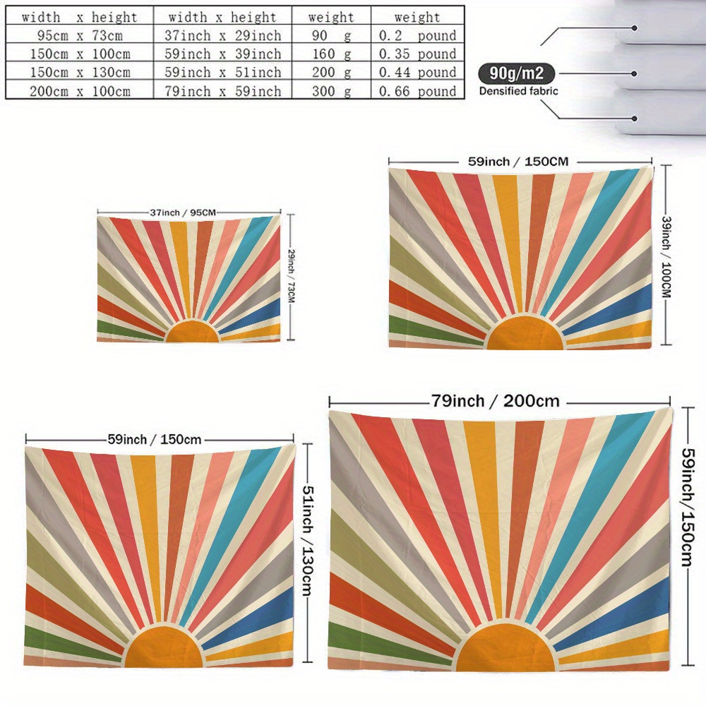 Vintage Sun Tapestry Bohemia Wall Hanging Retro 70s Rainbow - Temu ...
