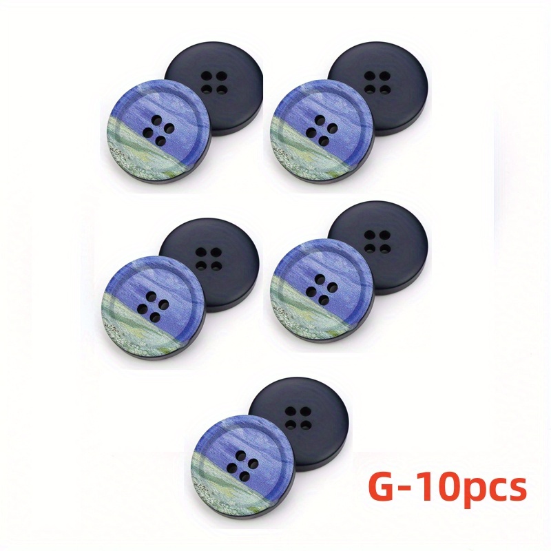 10pcs 21mm 0 83inch Resin Round 4 Hole Buttons Horizontal Printed ...