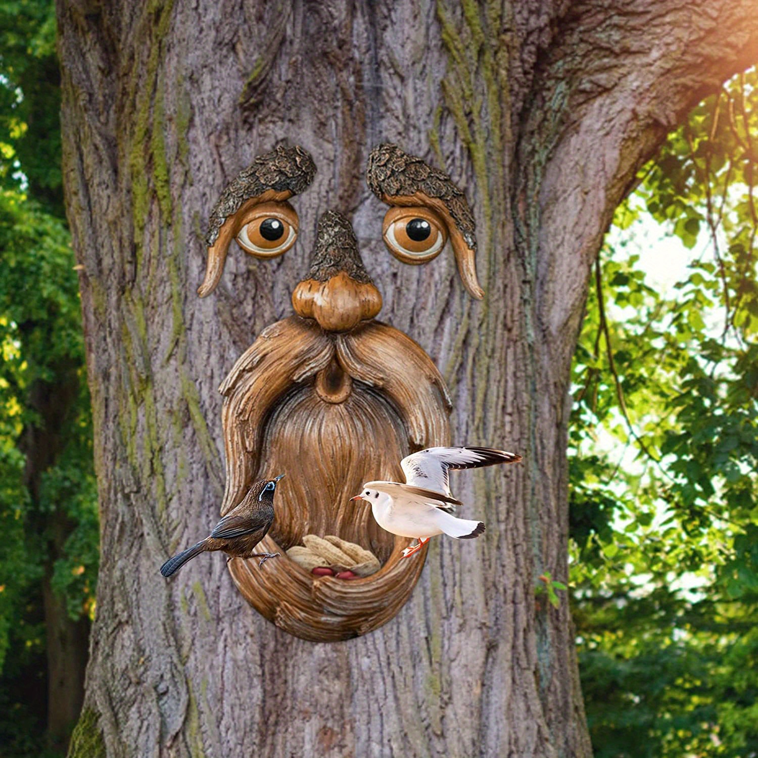 Tree Face Bird Feeder Resin Bird Feeder Station Garden Decor - Temu