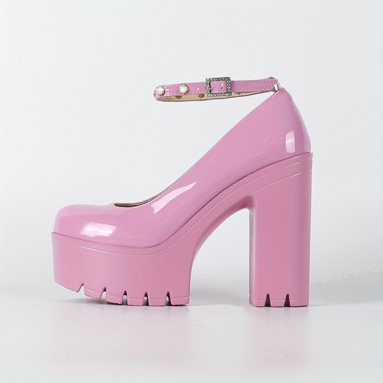 women's pearl decor strap block heels trendy - Temu New Zealand