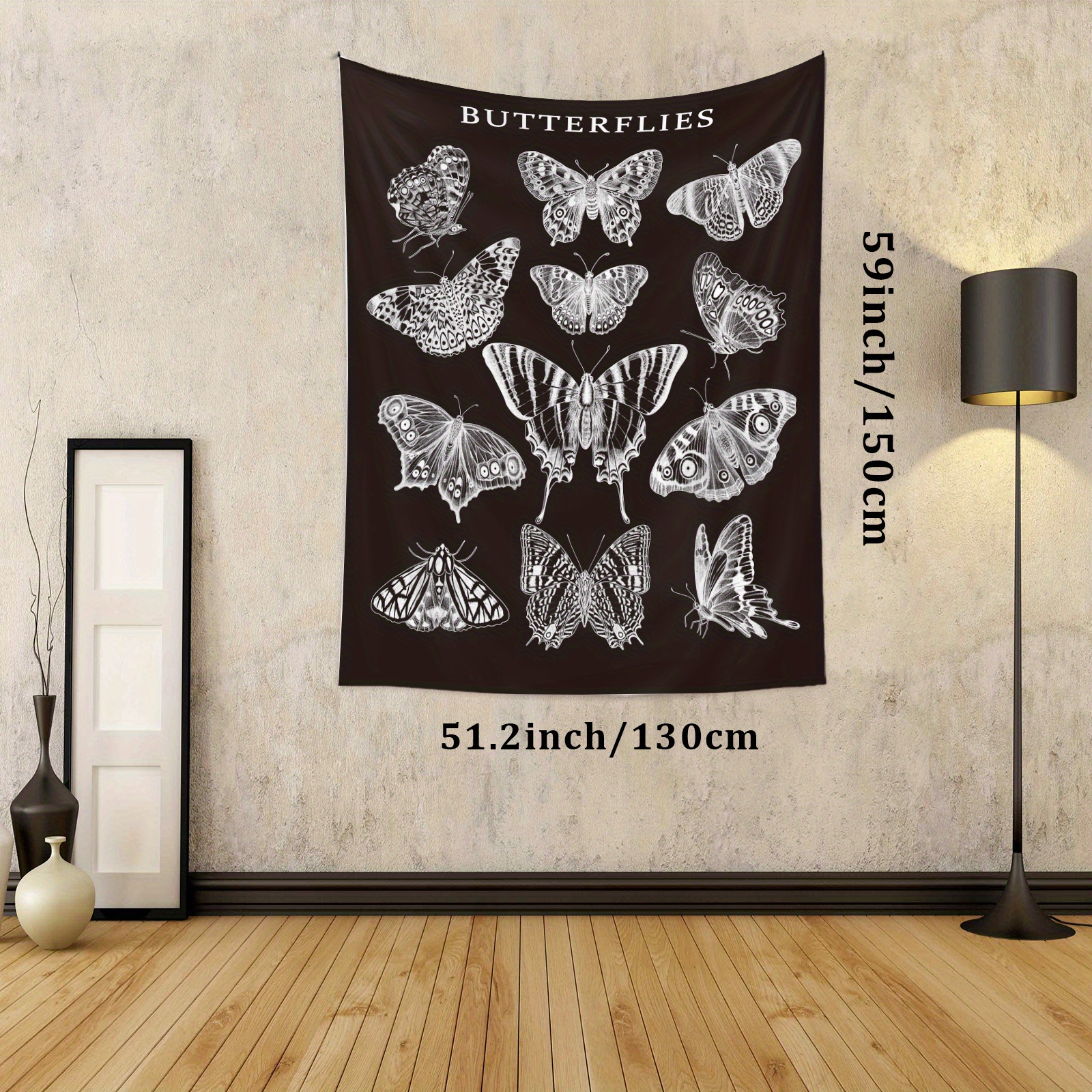 1pc Butterfly Print Tapestry Peach Skin Velvet Wall Hanging Tapestry ...