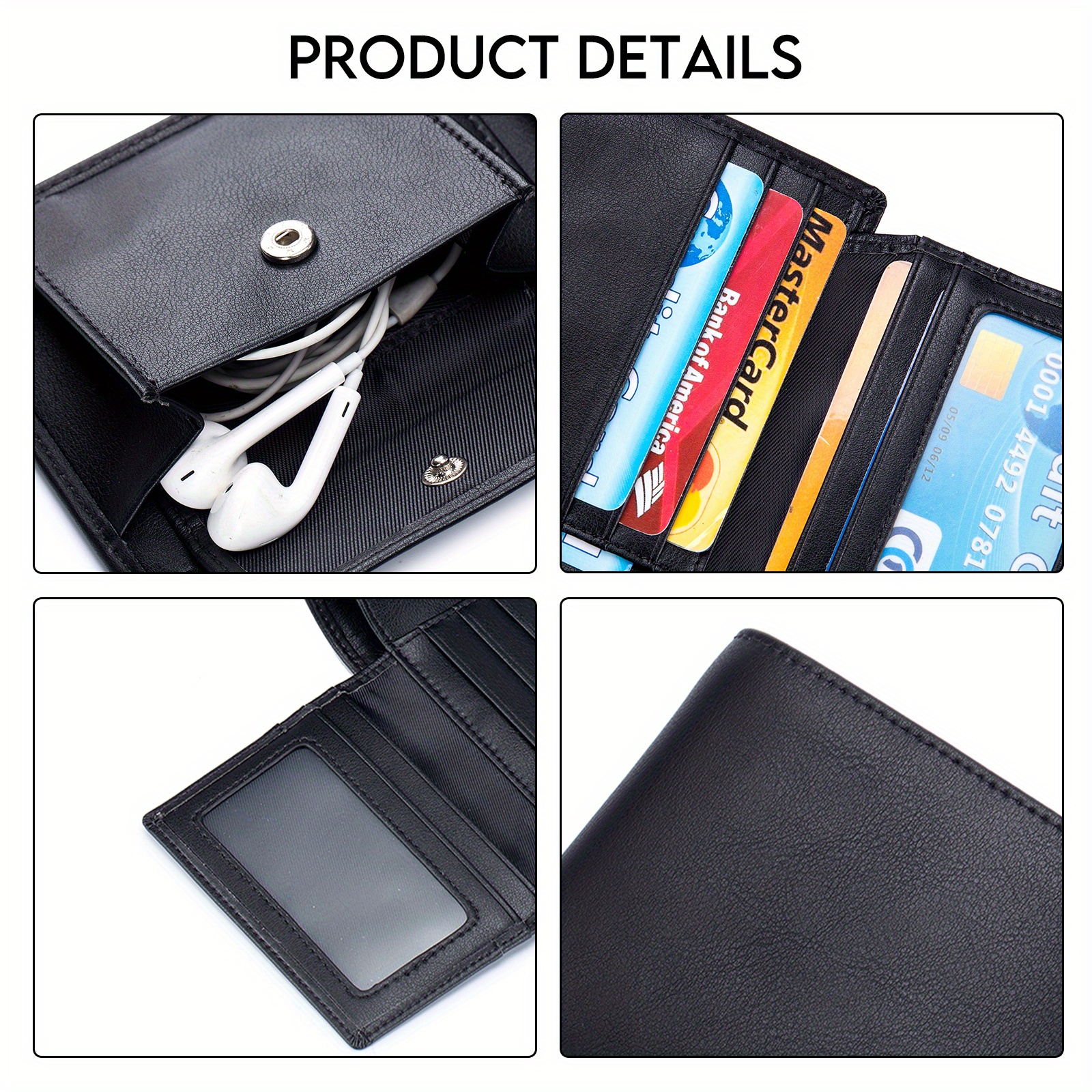Mens Simple Genuine Leather Short Wallet Multifunctional Vintage Rfid ...